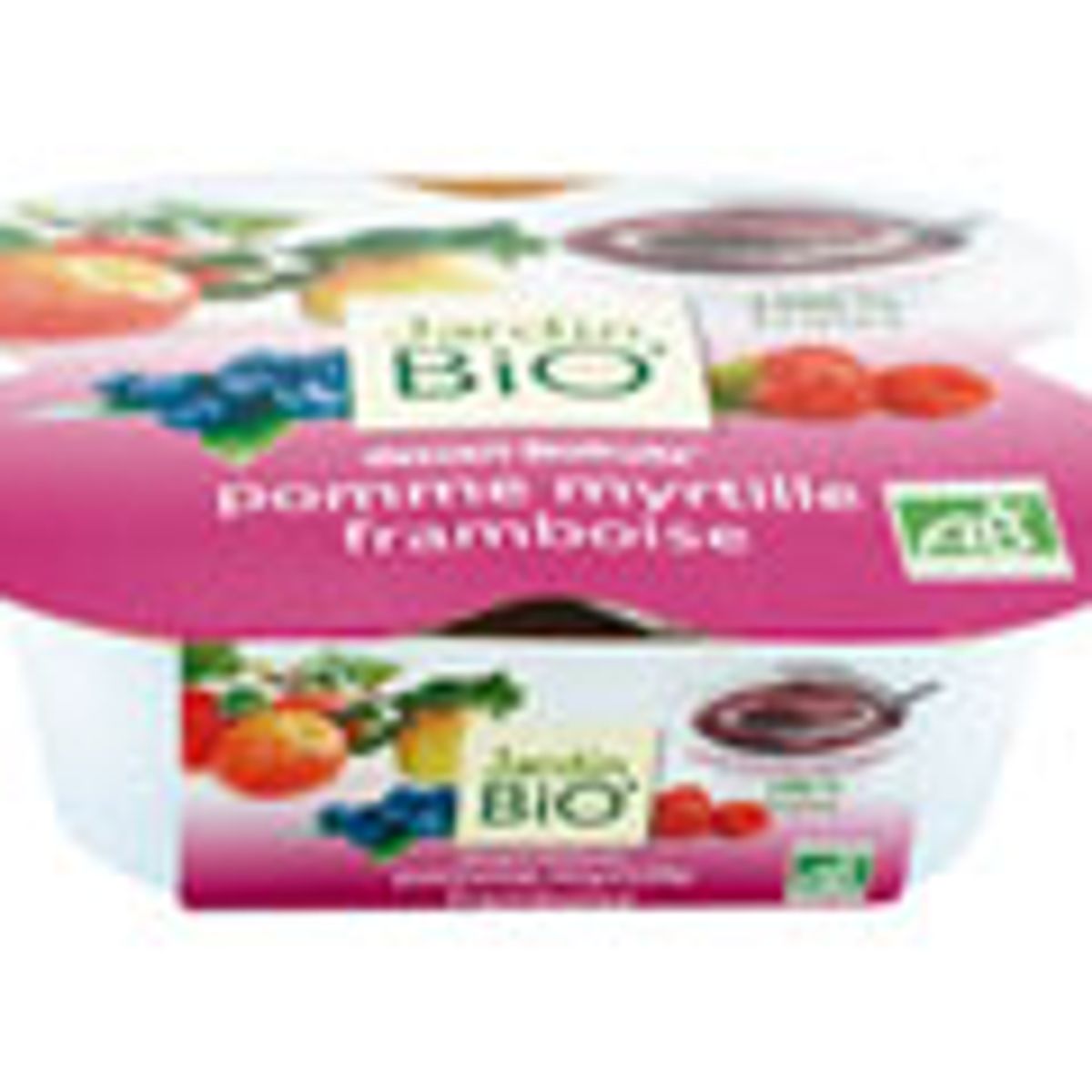 Avis Dessert biofruits pomme myrtille framboise Jardin Bio - FemininBio